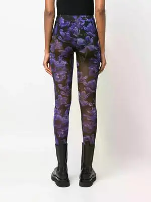Philipp Plein Floral-print Tulle Leggings - Black