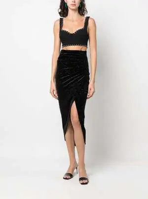 Patrizia Pepe Gathered Glitter Asymmetric Skirt
