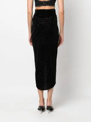 Patrizia Pepe Gathered Glitter Asymmetric Skirt