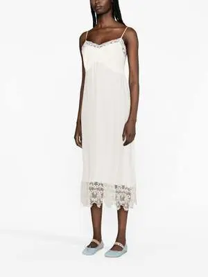 Simone Rocha Lace-trim Midi Dress - Neutrals