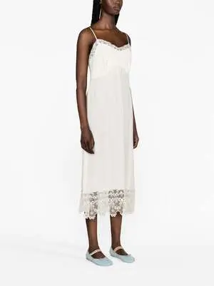Simone Rocha Lace-trim Midi Dress - Neutrals