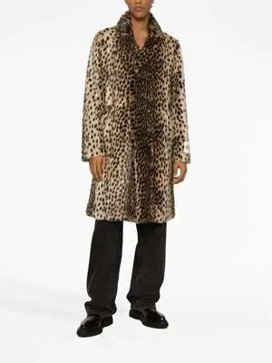 Dolce & Gabbana Leopard-Print Faux Fur Coat - Neutrals | Editorialist