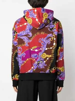 Versace Baroque-print Cotton Hoodie - Red