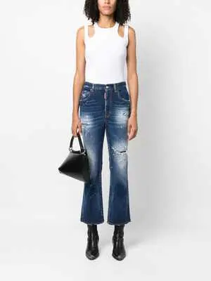 Dsquared2 Ripped Flared Cropped Jeans