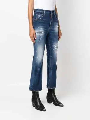 Dsquared2 Ripped Flared Cropped Jeans