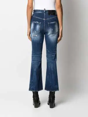 Dsquared2 Ripped Flared Cropped Jeans