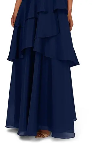Aidan Mattox Tiered One-shoulder Ballgown
