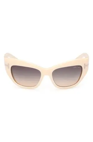TOM FORD Brianna 55mm Gradient Cat Eye Sunglasses - Shiny Ivory /smoke Yellow
