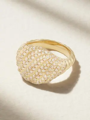David Yurman Sculpted Cable 18-karat Diamond Signet Ring - Gold