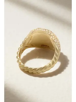 David Yurman Sculpted Cable 18-karat Diamond Signet Ring - Gold