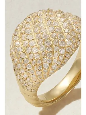 David Yurman Sculpted Cable 18-karat Diamond Signet Ring - Gold
