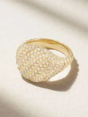 David Yurman Sculpted Cable 18-karat Diamond Signet Ring - Gold
