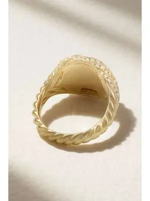 David Yurman Sculpted Cable 18-karat Diamond Signet Ring - Gold