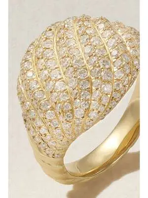 David Yurman Sculpted Cable 18-karat Diamond Signet Ring - Gold