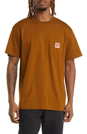 Carhartt Work In Progress Pocket Heart Organic Cotton T-shirt Deep Heather Brown