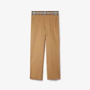 Burberry Check Trim Track Pants Camel