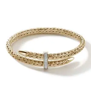 John Hardy Spear Flex Cuff With Diamonds 5.5mm - Gold