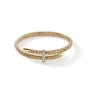 John Hardy Spear Flex Cuff With Diamonds 5.5mm - Gold