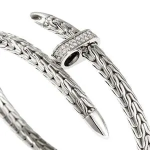 John Hardy Spear Flex Cuff With Diamonds - Sterling Silver