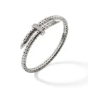 John Hardy Spear Flex Cuff With Diamonds - Sterling Silver