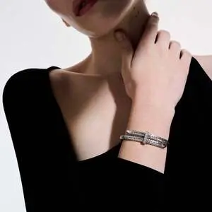 John Hardy Spear Flex Cuff With Diamonds - Sterling Silver