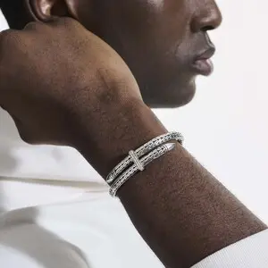 John Hardy Spear Flex Cuff With Diamonds - Sterling Silver