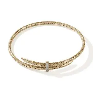 John Hardy Spear Coil Choker With Diamonds - Gold