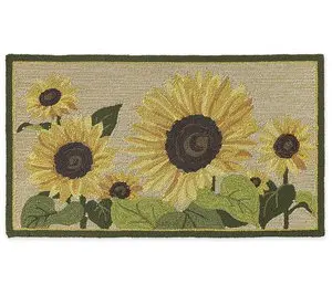 EVERGREEN Indoor/outdoor Sunflower Garden Hooke Rug - One-color
