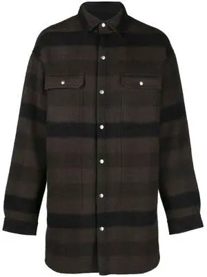 Rick Owens Striped Shirt Jacket - Brown