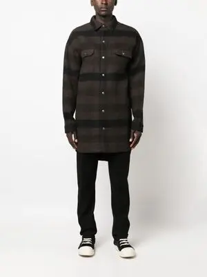 Rick Owens Striped Shirt Jacket - Brown