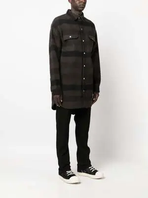 Rick Owens Striped Shirt Jacket - Brown