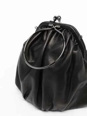 Yohji Yamamoto Clasp Drape Leather Tote Bag