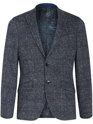 Etro Checked Single-breasted Blazer - Blue