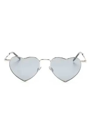 Saint Laurent Loulou Heart-frame Sunglasses - Silver