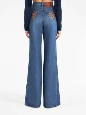 Etro Floral-embroidered Flared Jeans
