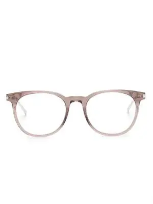 Saint Laurent Engraved-logo Round-frame Glasses - Purple
