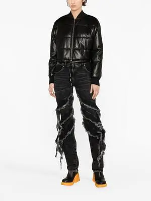 MSGM Padded Cropped Faux-leather Jacket