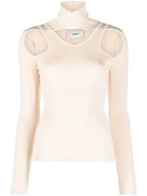 Coperni Cut-out Ribbed Sweater - Neutrals