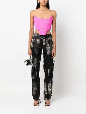 Giuseppe Di Morabito Strapless Satin Corset Top - Pink