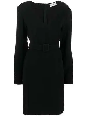 P.a.r.o.s.h Belted V-neck Mini Dress - Black