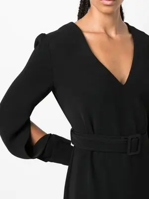 P.a.r.o.s.h Belted V-neck Mini Dress - Black