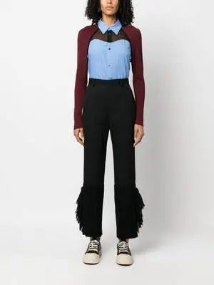 Undercover Frayed-trim Cropped Trousers