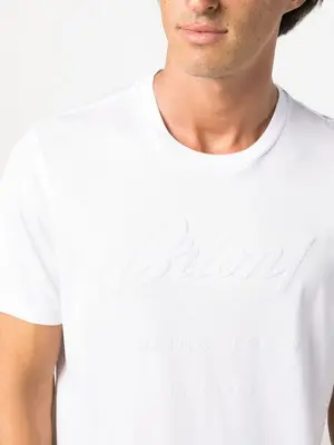 Brioni Logo-appliqué Cotton T-shirt - White
