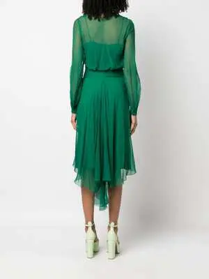 Alberta Ferretti Asymmetric Silk Wrap Dress