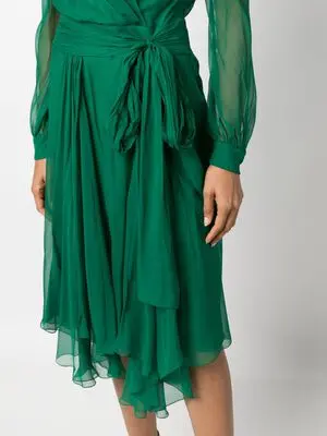 Alberta Ferretti Asymmetric Silk Wrap Dress
