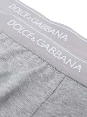 Dolce & Gabbana Logo-waist Cotton Boxers - Grey