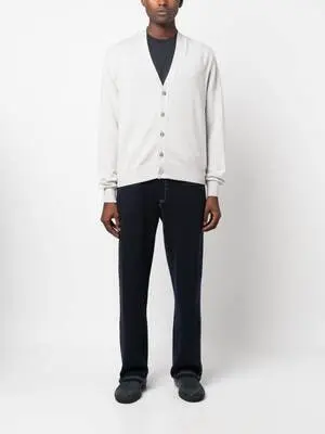 BARRIE B Label Cashmere Cardigan - Grey
