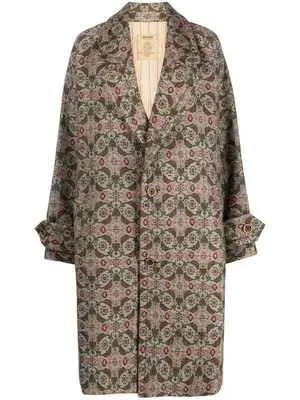 UMA WANG Patterned Jacquard Single-breasted Coat