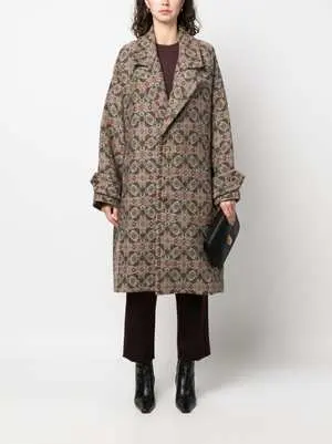 UMA WANG Patterned Jacquard Single-breasted Coat