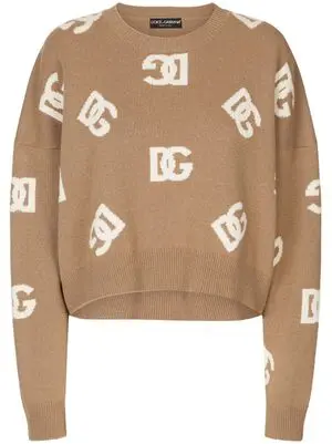 Dolce & Gabbana Monogram Virgin Wool Jumper - Brown